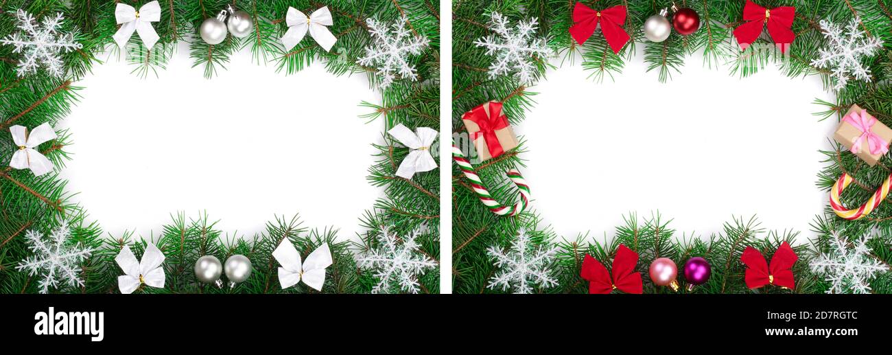 Christmas frame decorated isolated on white background with copy space ...