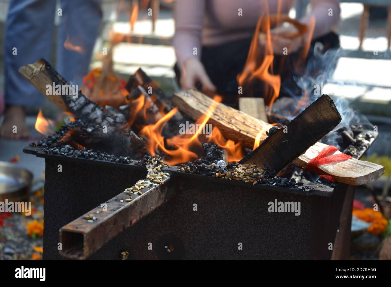 Hindu ritual called 'Yagya or Yajna'. performed with traditional mantra ...