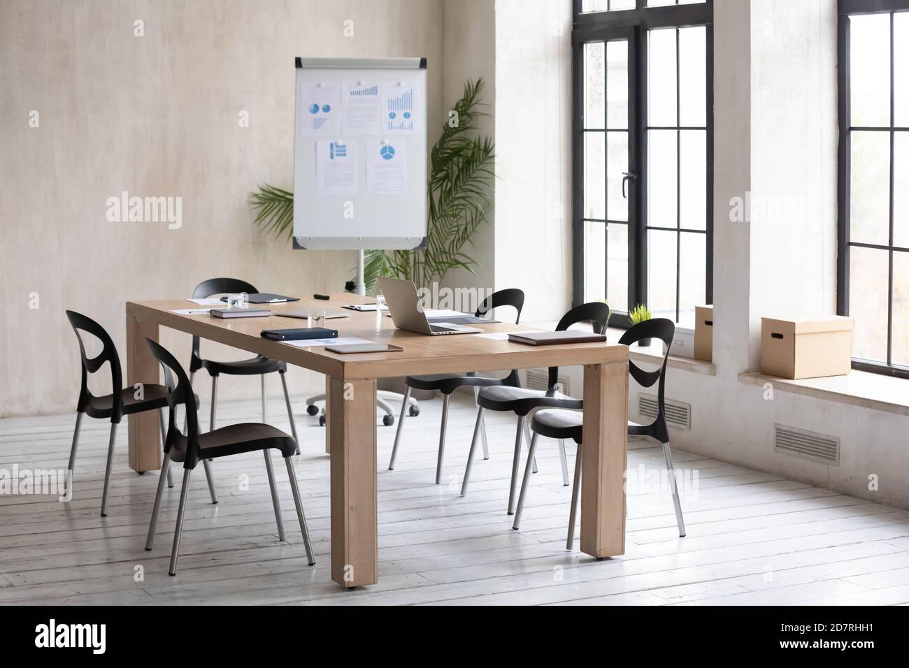 Empty modern office with whiteboard and table Stock Photo - Alamy