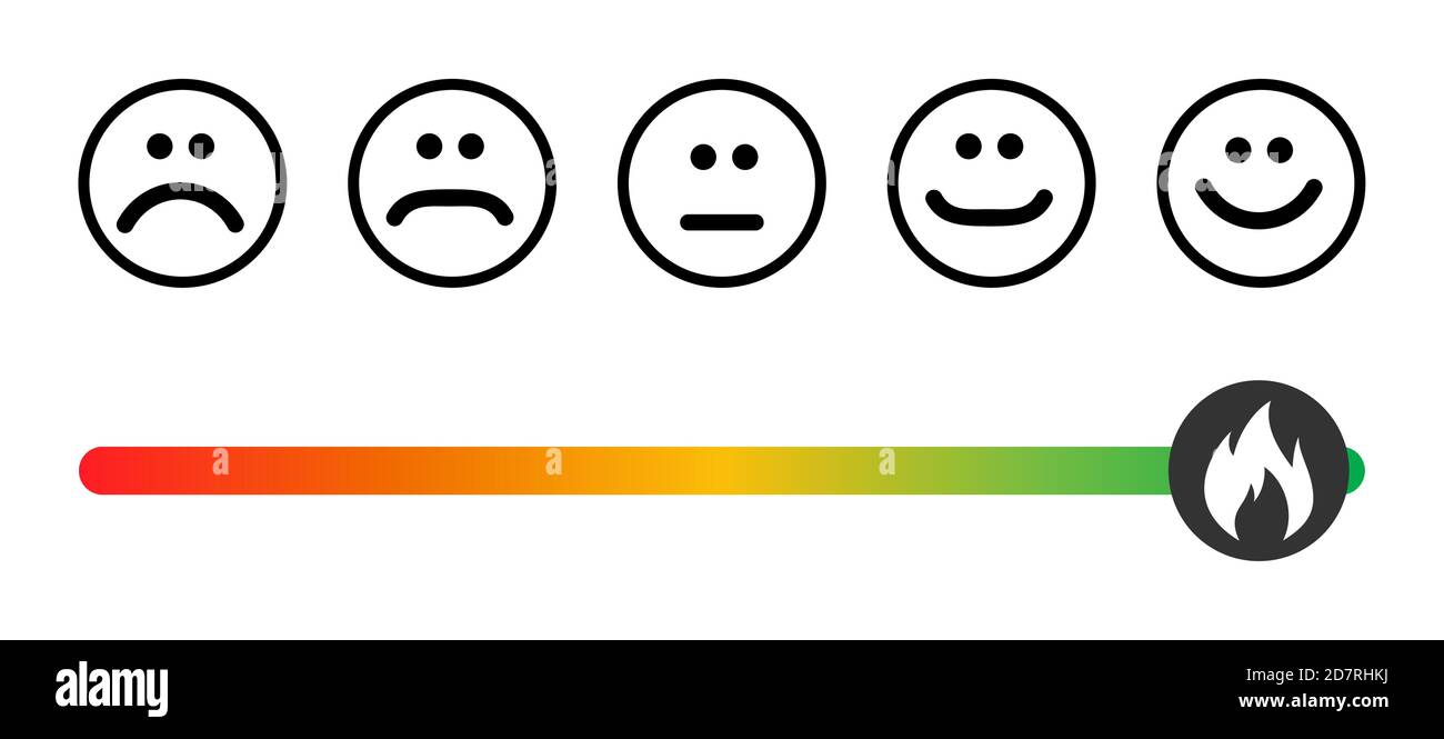 Customer icon emotions satisfaction meter with different symbol on ...