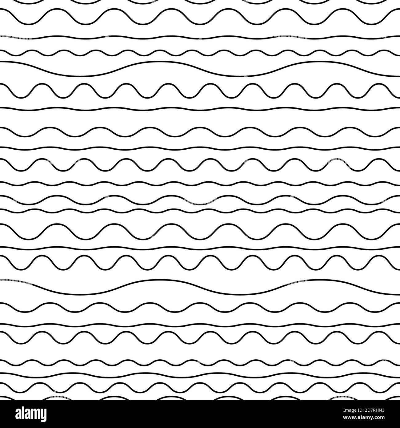 Seamless pattern wavy line vector illustration, horizontal texture wave ...