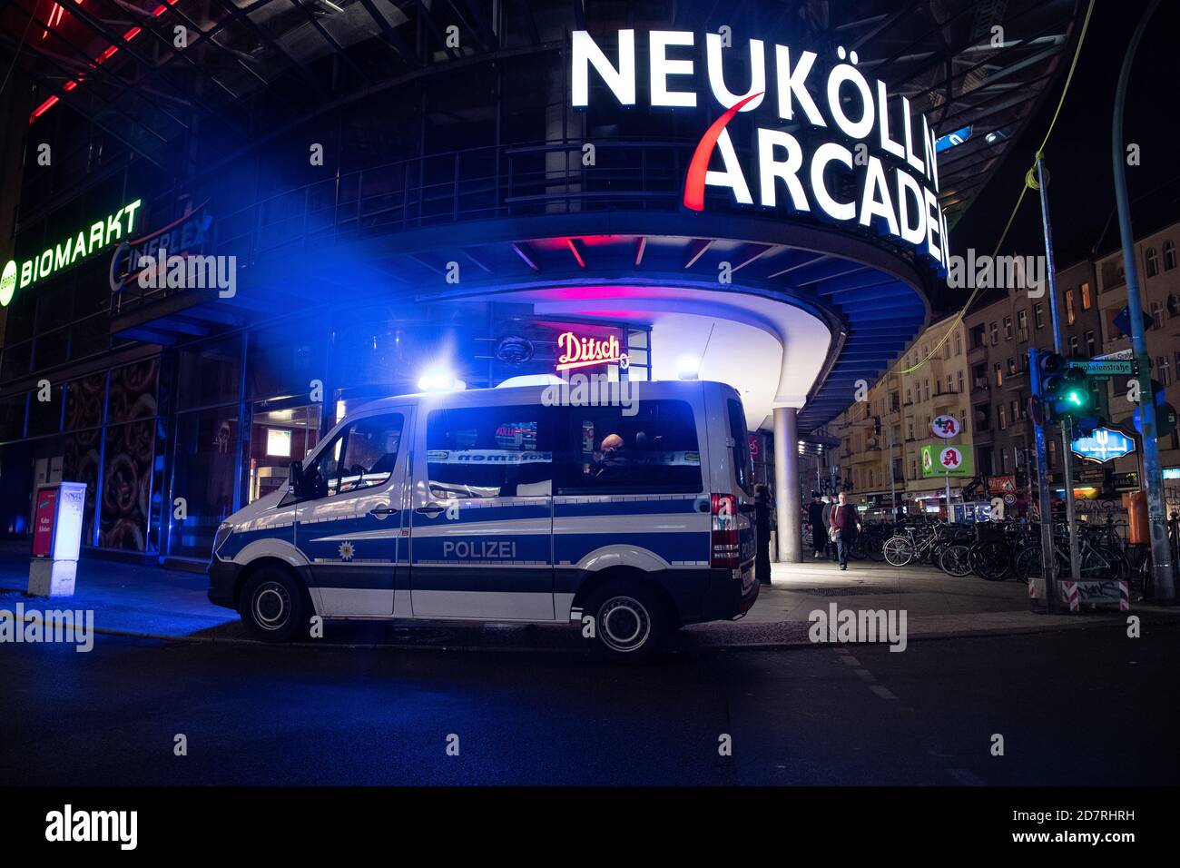 Berlin, Germany. 24th Oct, 2020. A police emergency vehicle is parked ...