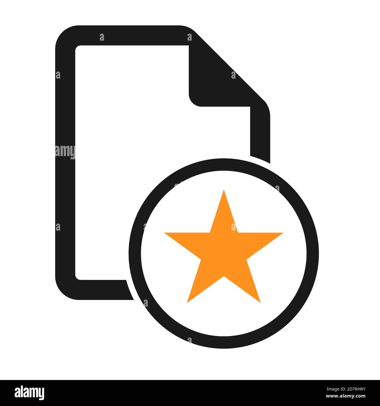 File flat icon with yellow star isolated on white background. Favourite ...