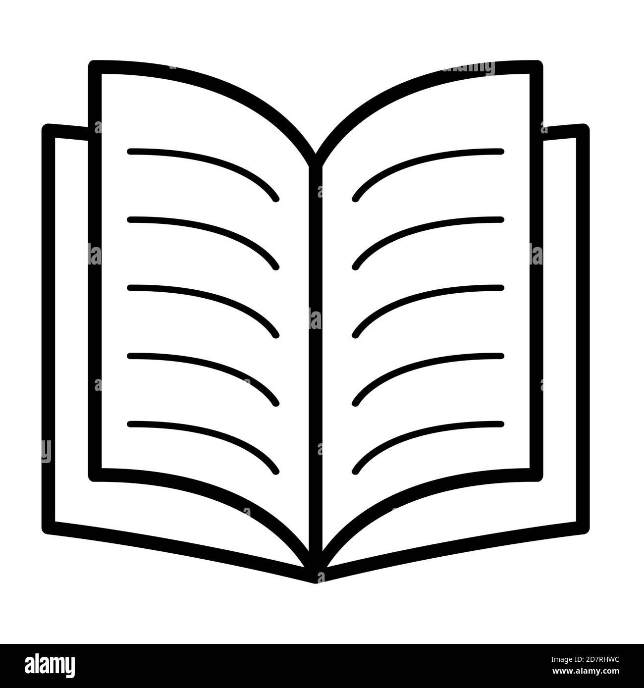 Book icon, open education textbook, library vector illustration symbol ...