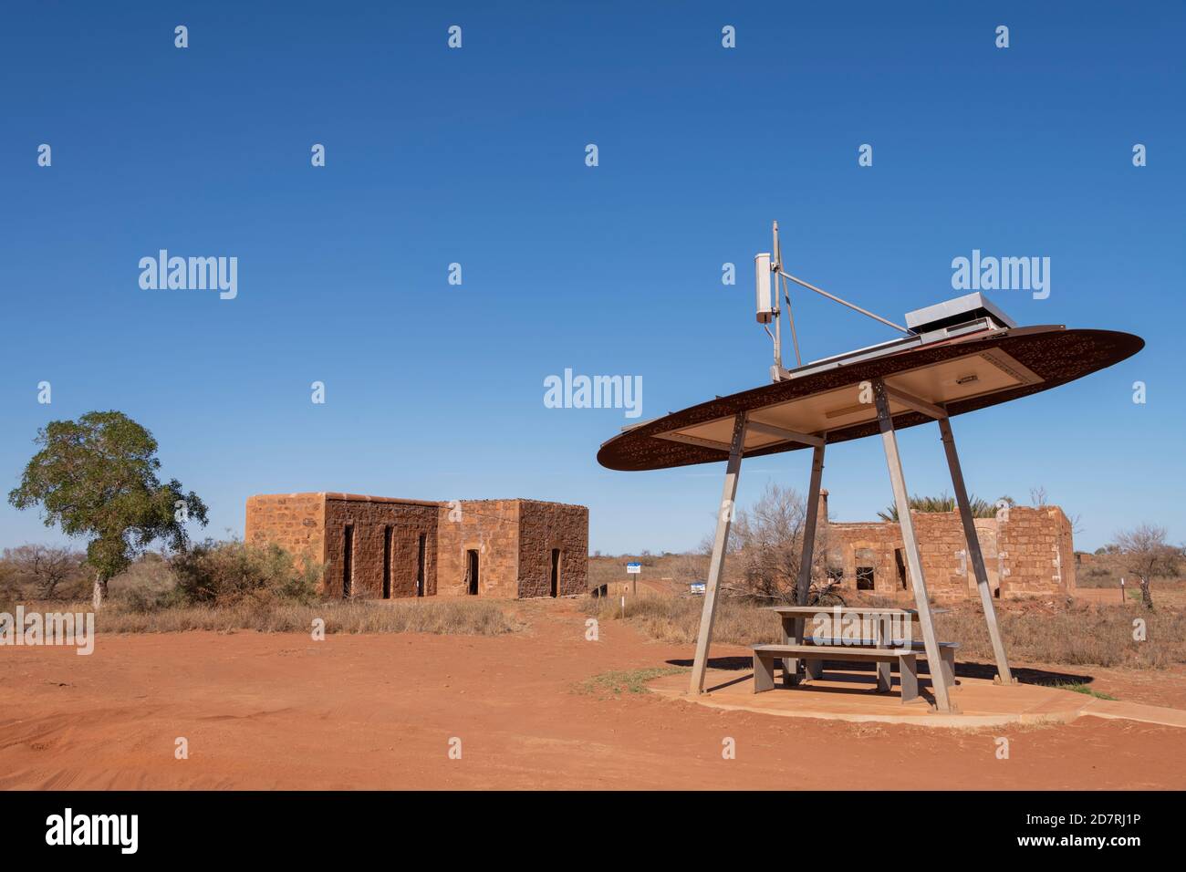 Shelter for tourists in Old Onslow featuring a wifi hotspot Stock Photo ...