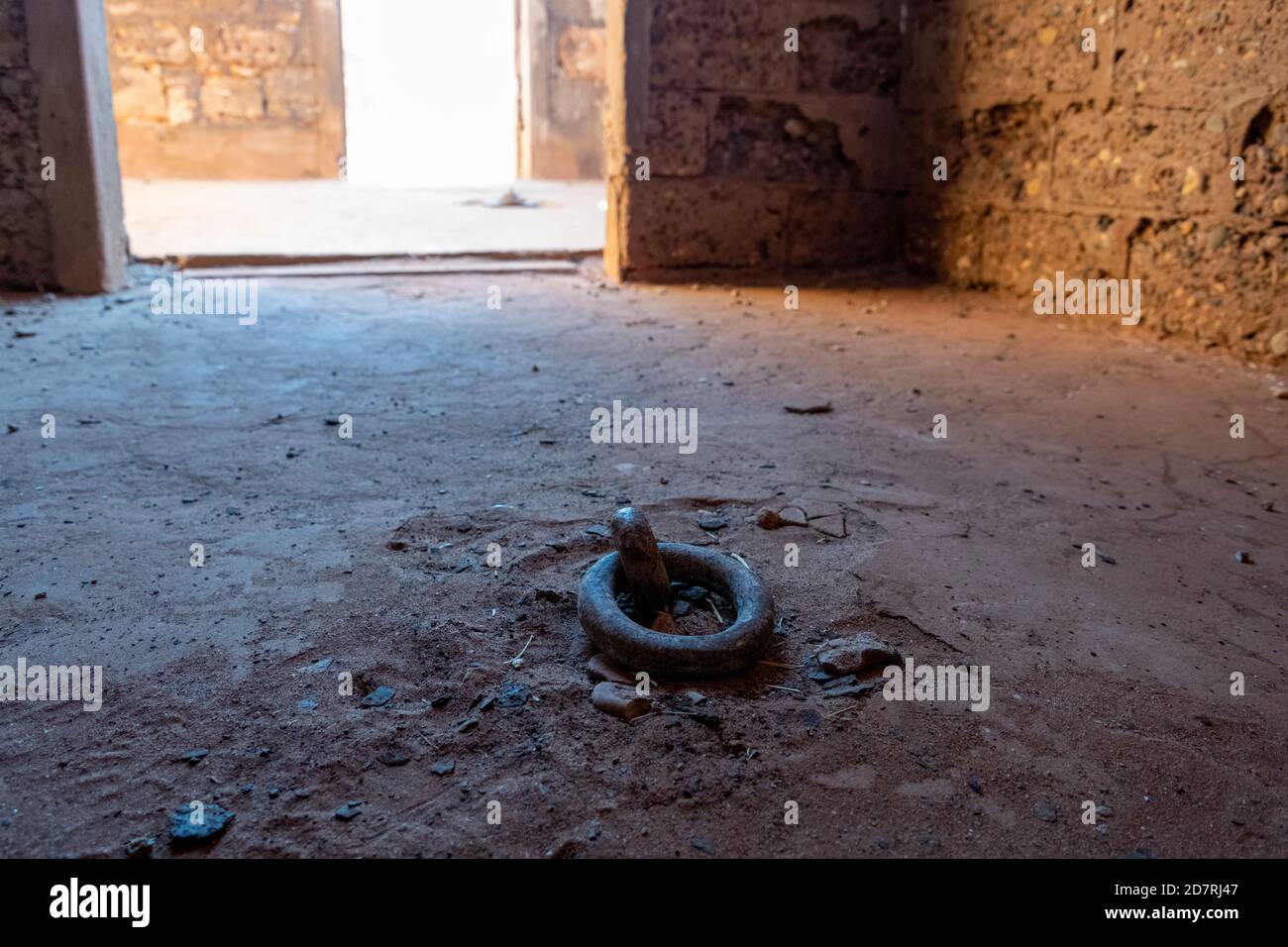 A ring embedded in concrete in the floor of the gaol at Old Onslow ...