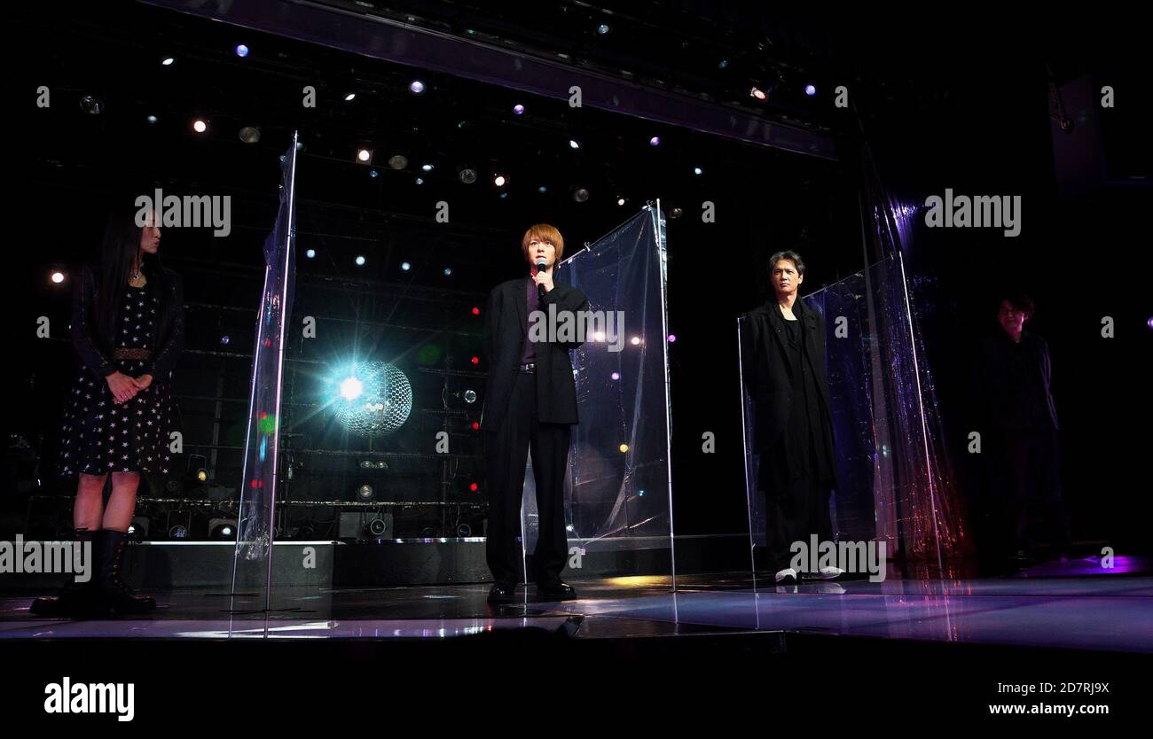 (L-R) Exotic dancer Yoko Yazawa, actor Atsuhiro Inukai, Masaya Kato and director Hideyuki ...