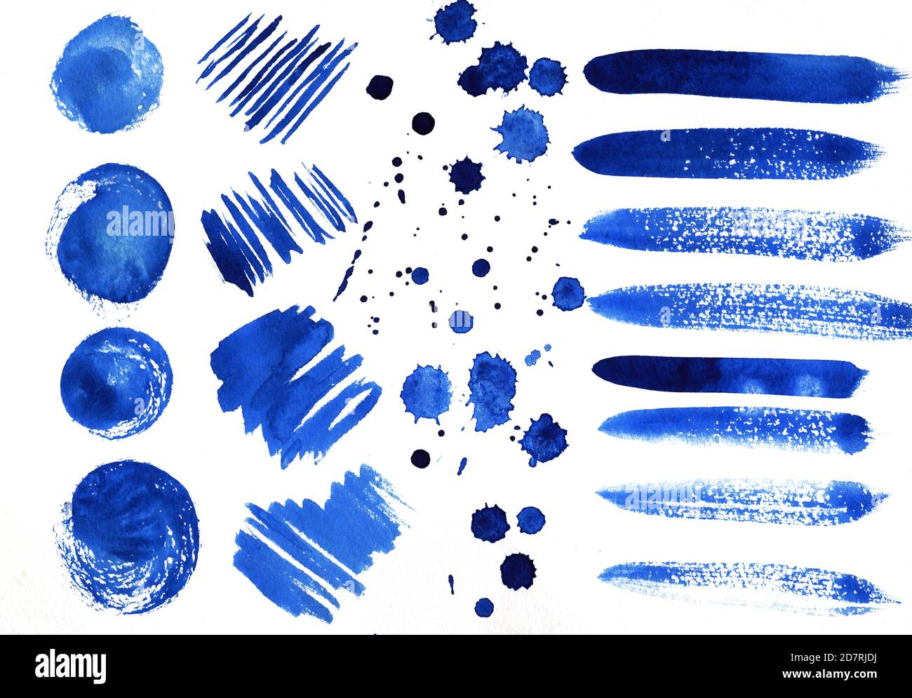 Set of blue spots painted with watercolor Stock Photo - Alamy