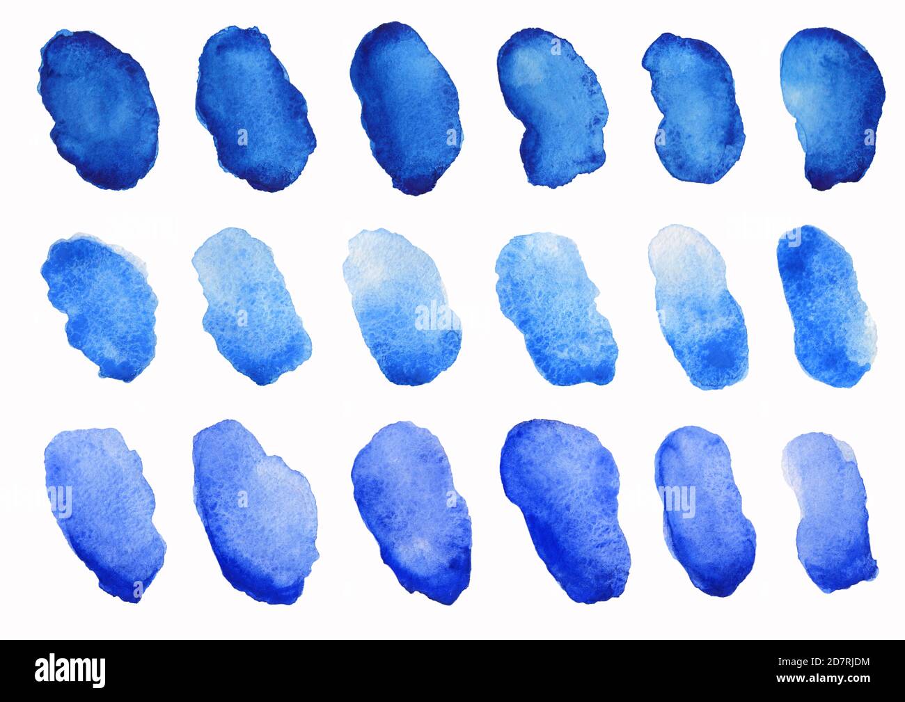 Set of blue spots painted with watercolor Stock Photo - Alamy