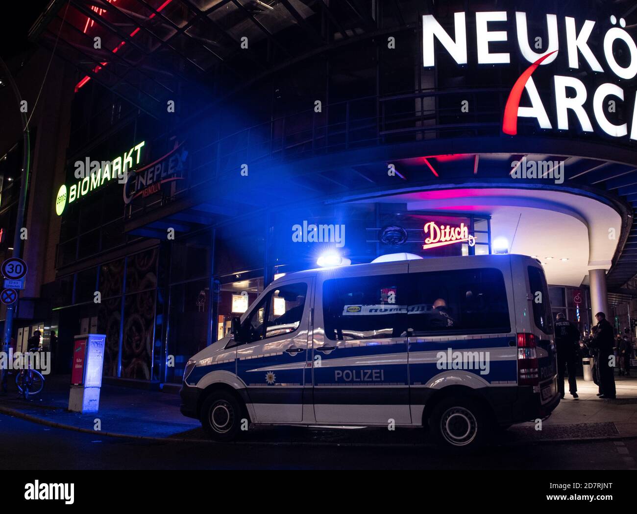 Berlin, Germany. 24th Oct, 2020. A police emergency vehicle is parked ...