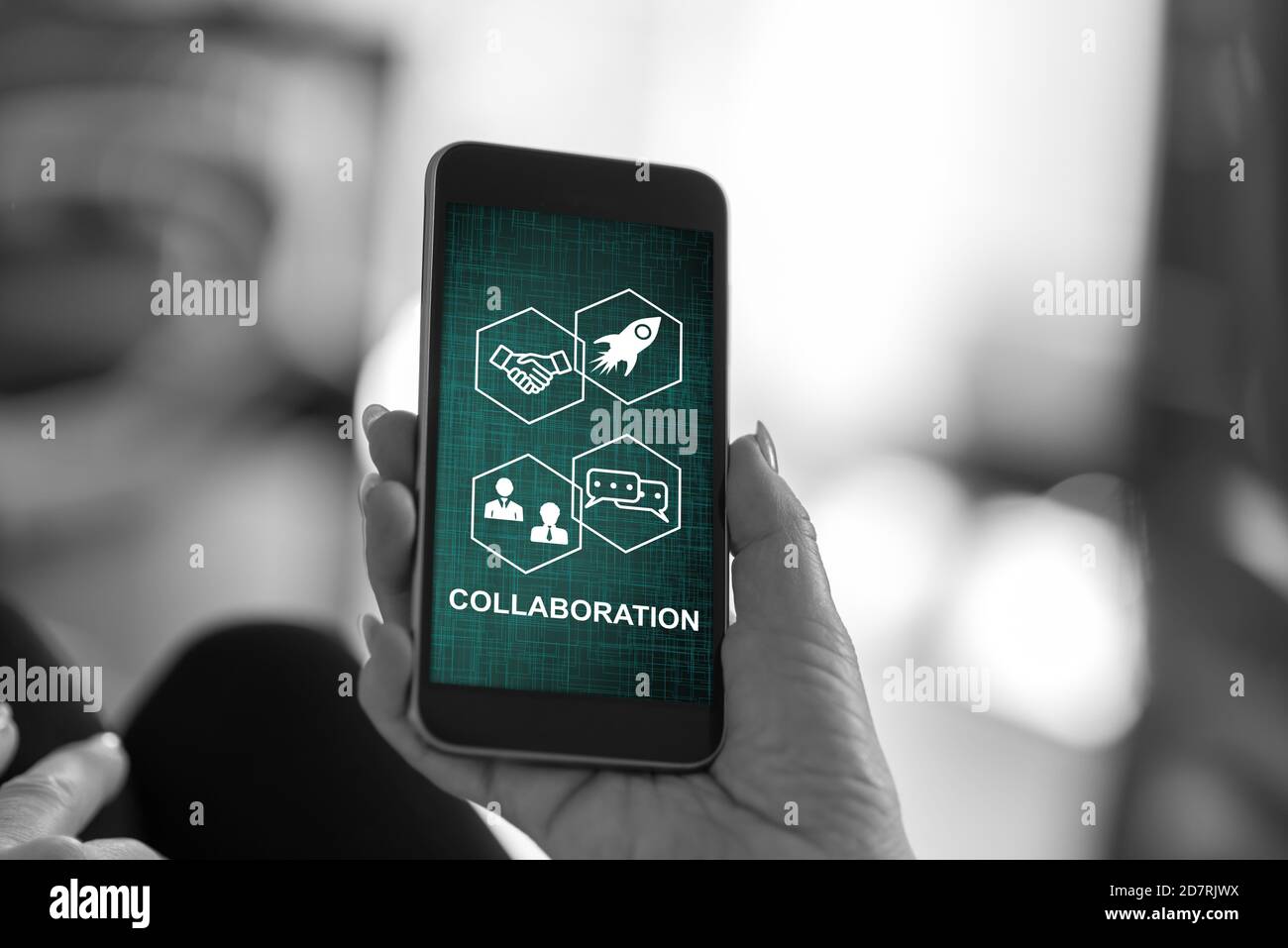 Smartphone screen displaying a collaboration concept Stock Photo - Alamy