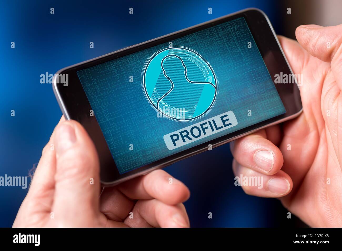 Smartphone screen displaying a profile concept Stock Photo - Alamy