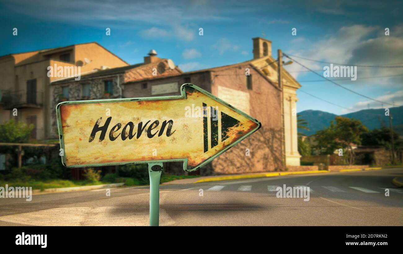 Street Sign the Direction Way to Heaven Stock Photo - Alamy