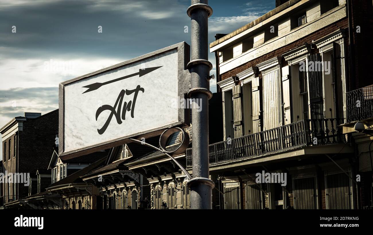 Street Sign the Direction Way to Art Stock Photo - Alamy