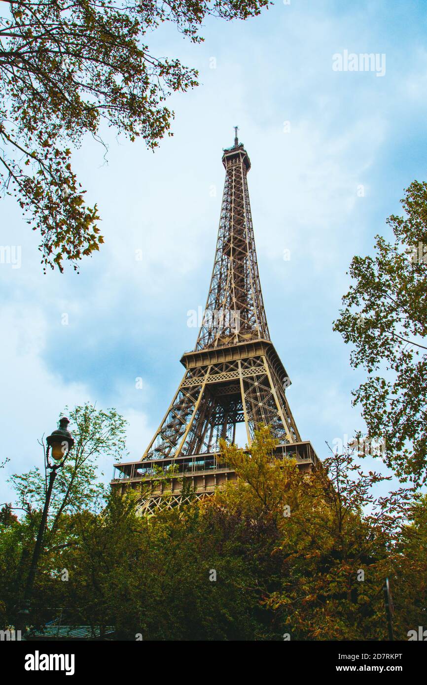 Low angle shot of the beautiful Eiffel Tower in Paris, France Stock ...
