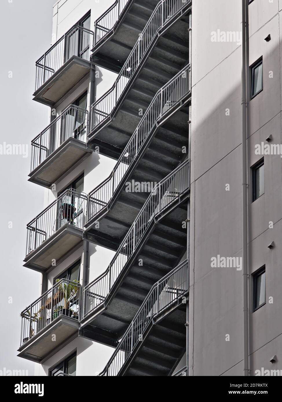 Vertical shot of a fire exit staircase in a building Stock Photo - Alamy