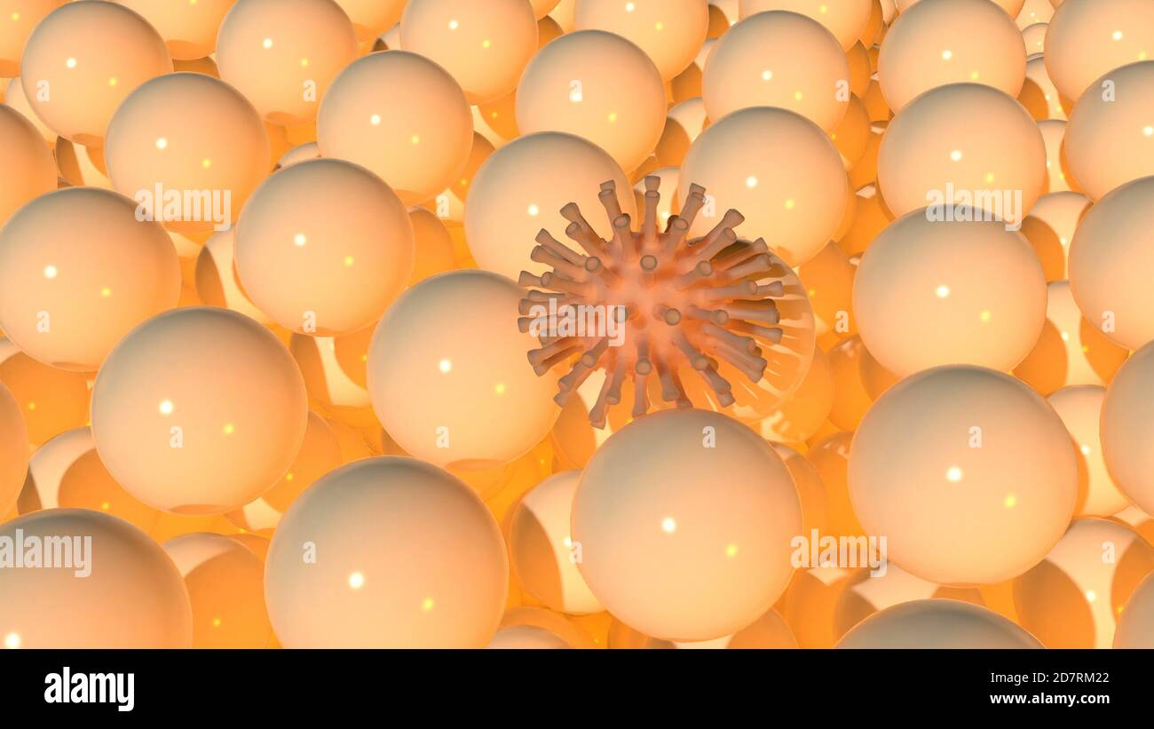 Covid9 virus penetrates into body cell 3d rendering Stock Photo - Alamy