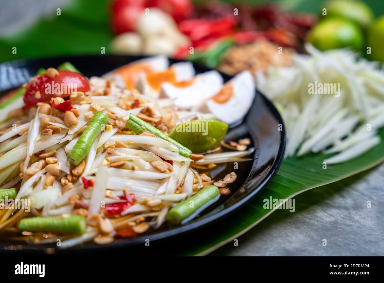 Som Tam Thai and Ingredients Papaya Salad with Salted Egg Thai Food ...