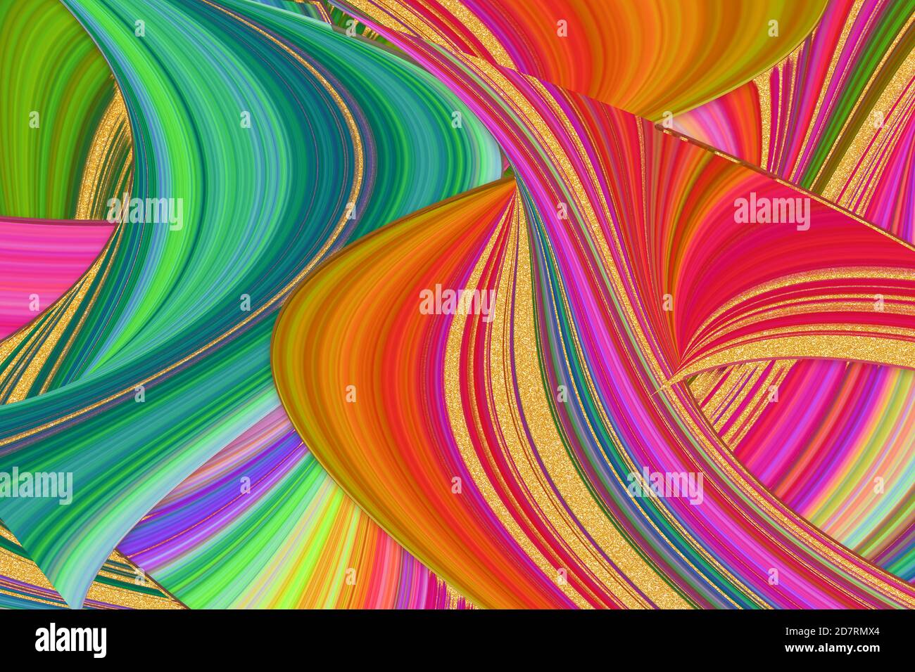 Illustration of multicolored overlapping twists and swirls. Abstract ...