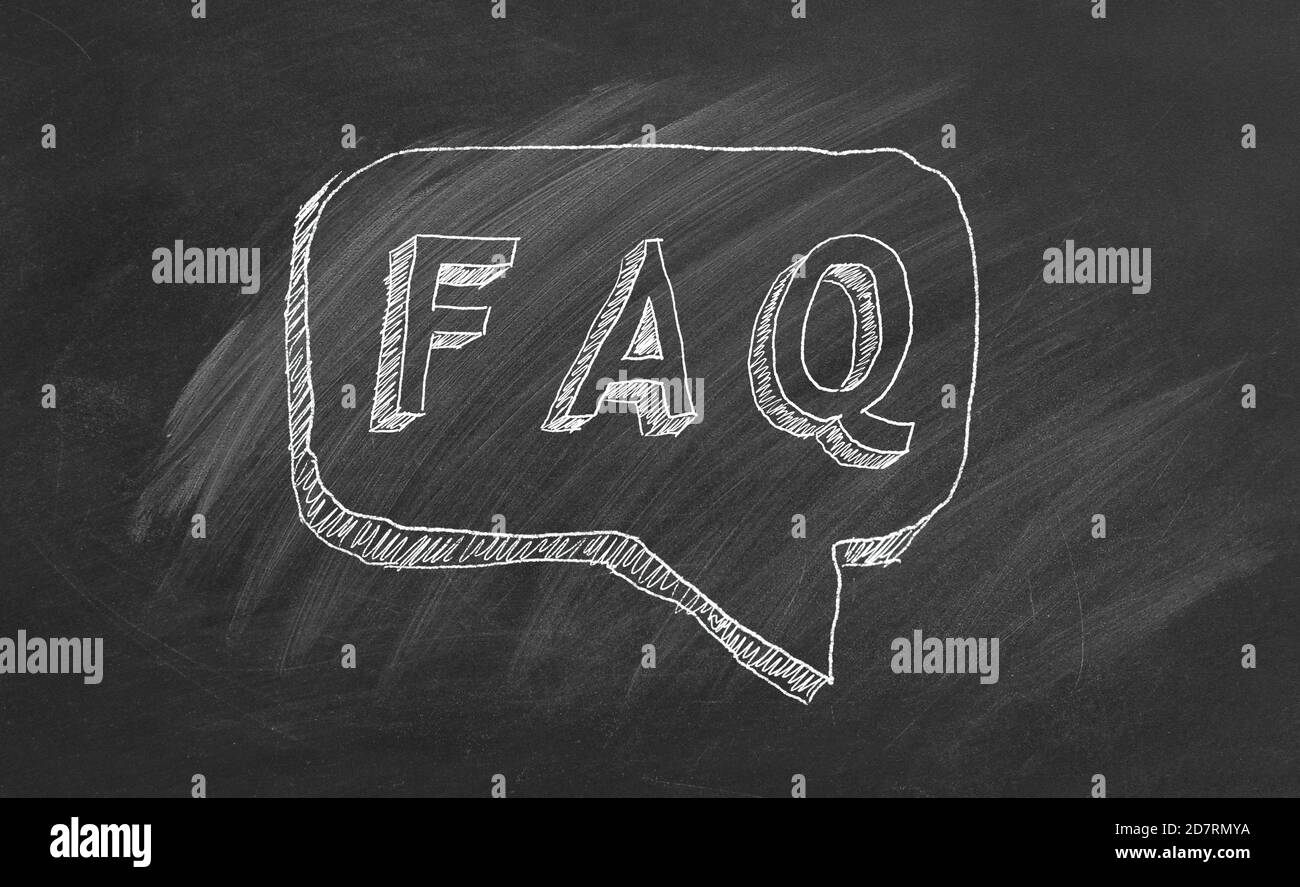 Hand drawing text "FAQ" on black chalkboard Stock Photo - Alamy