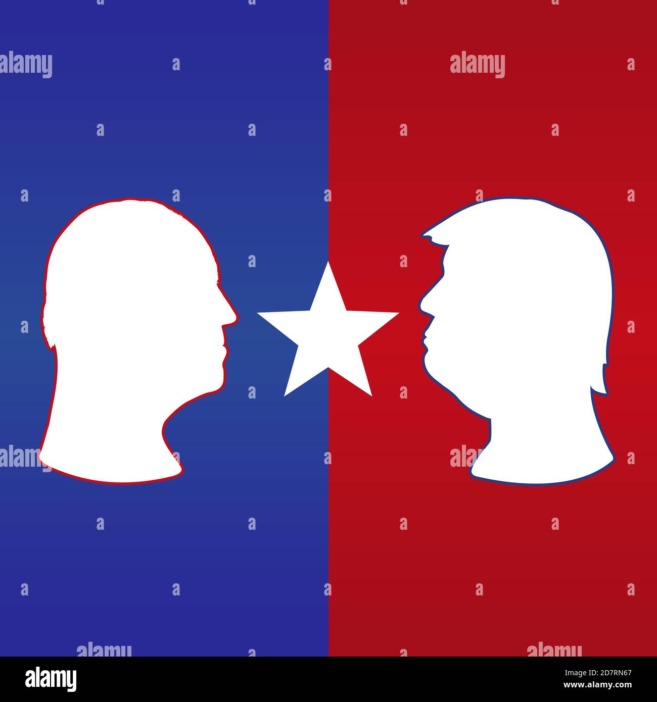US presidential elections 2020, silhouette portraits of the candidates ...