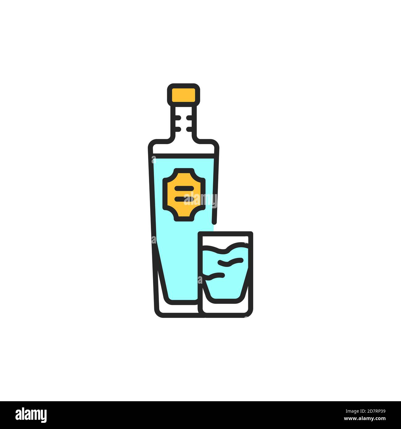 Vodka bottle and glass color line icon. Alcoholic beverages. Pictogram ...