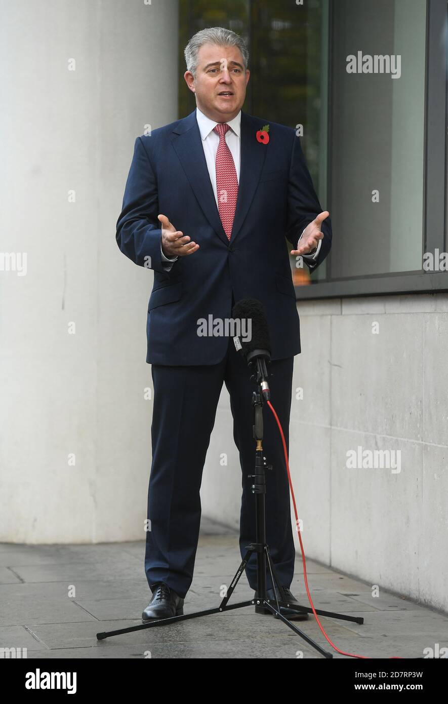 Northern Ireland Secretary Brandon Lewis speaking to the media as he ...