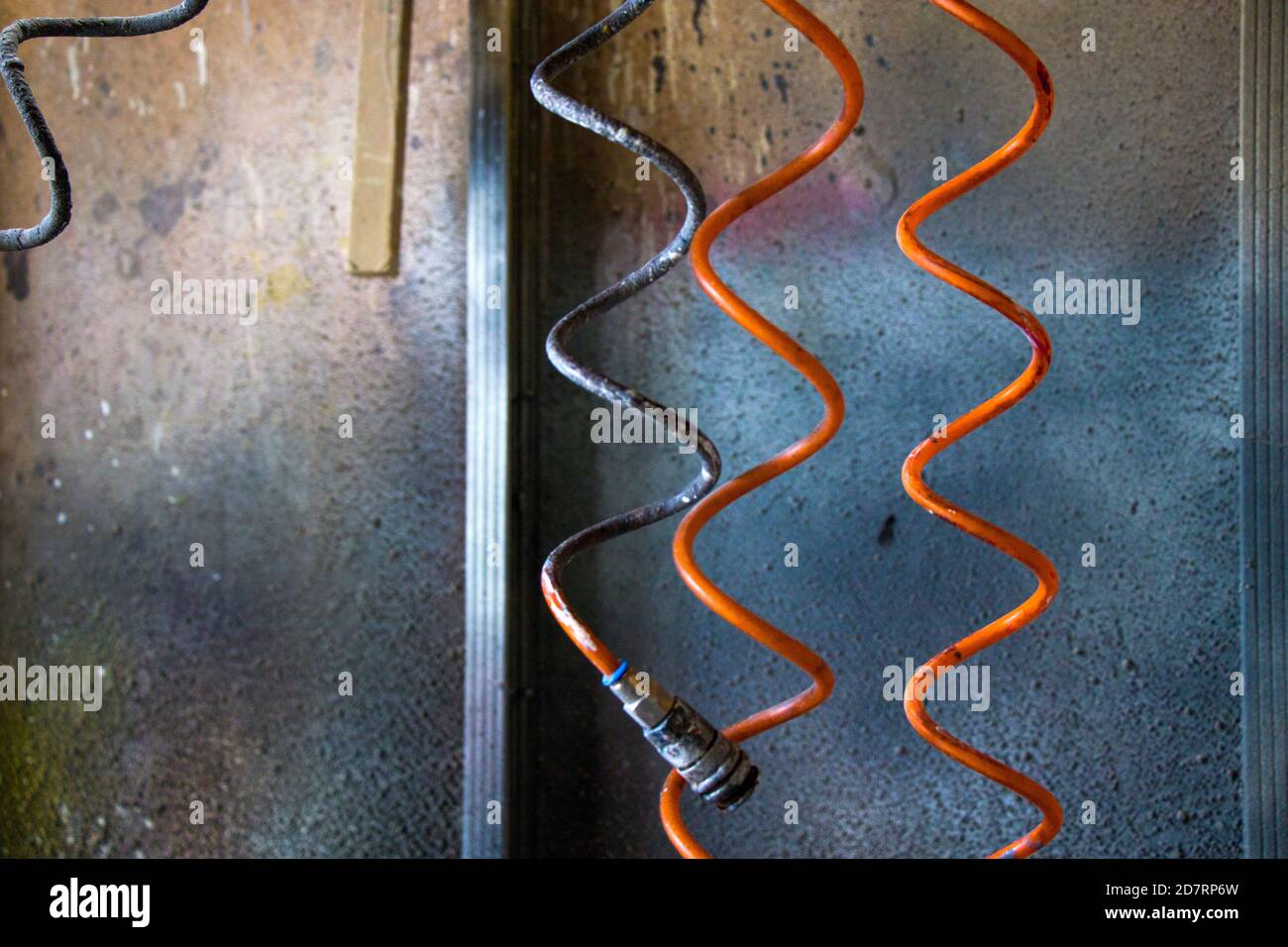 Colorful cables and colored wall in the factory in Tbilisi Stock Photo ...