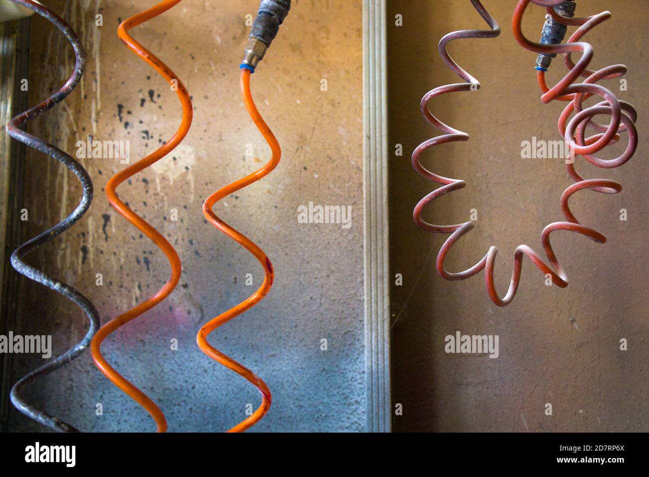 Colorful cables and colored wall in the factory in Tbilisi Stock Photo ...