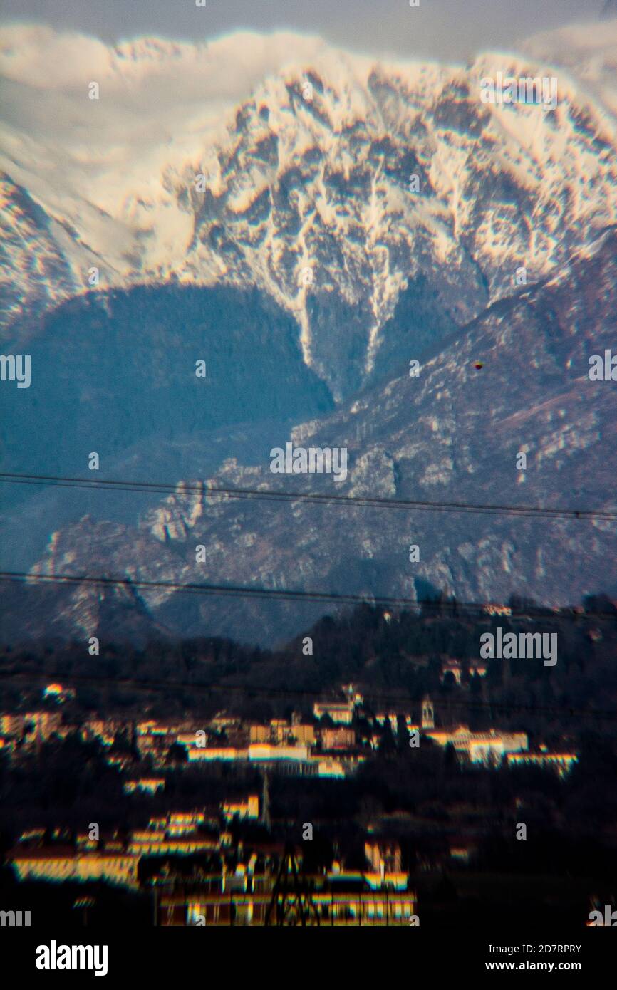 View of the Alps from Milan Stock Photo - Alamy