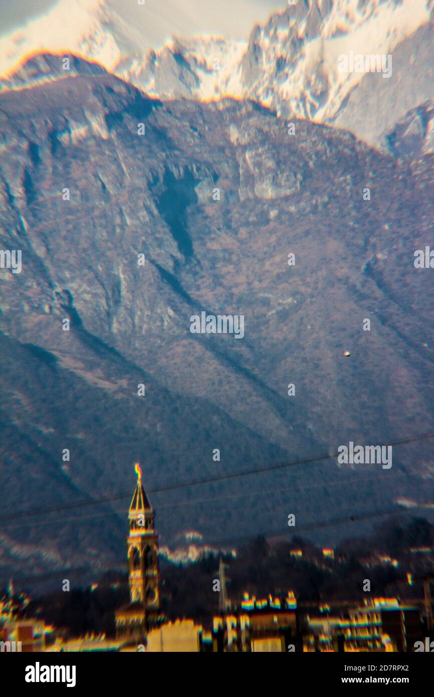 View of the Alps from Milan Stock Photo - Alamy