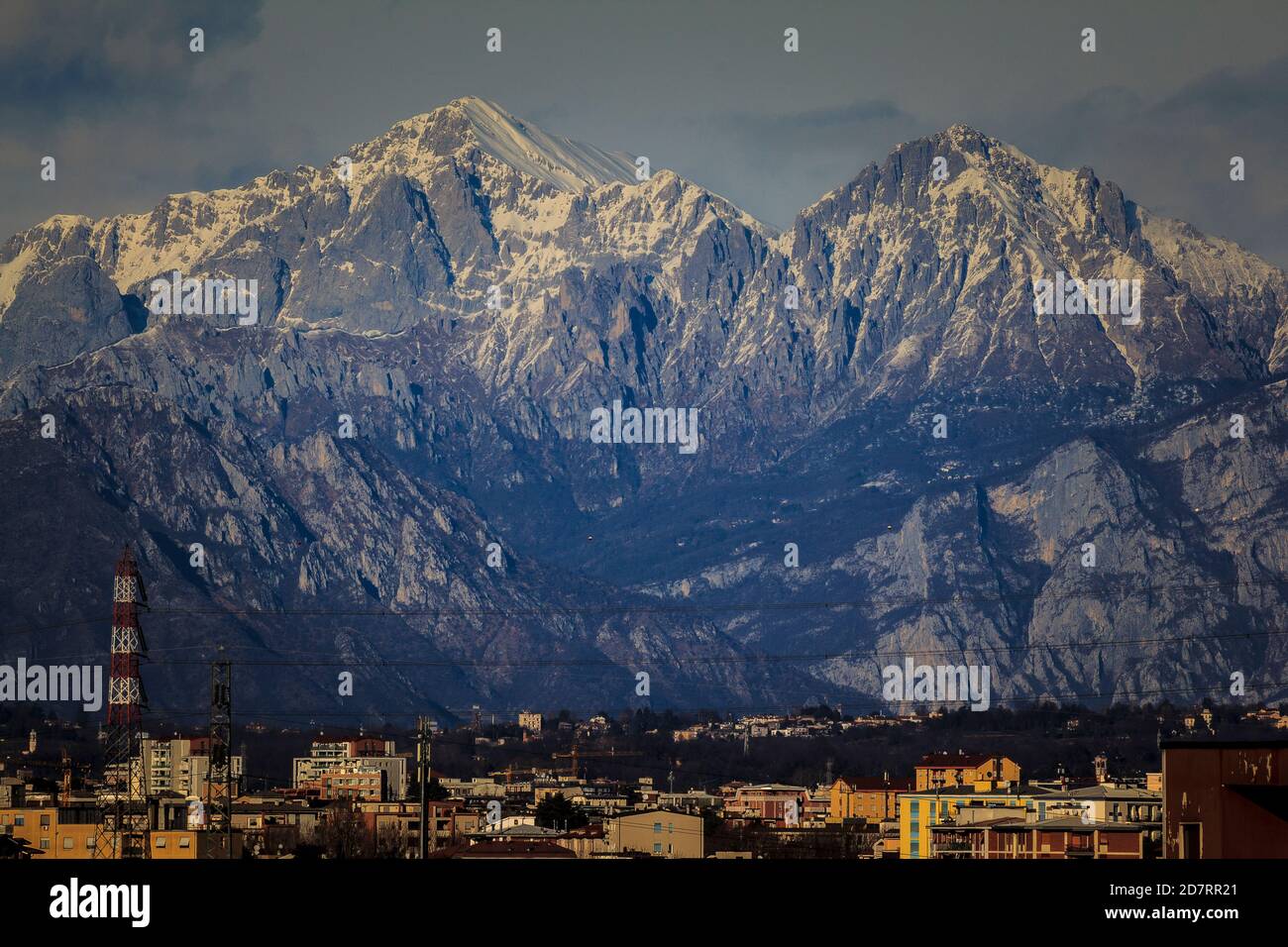 View of the Alps from Milan Stock Photo - Alamy