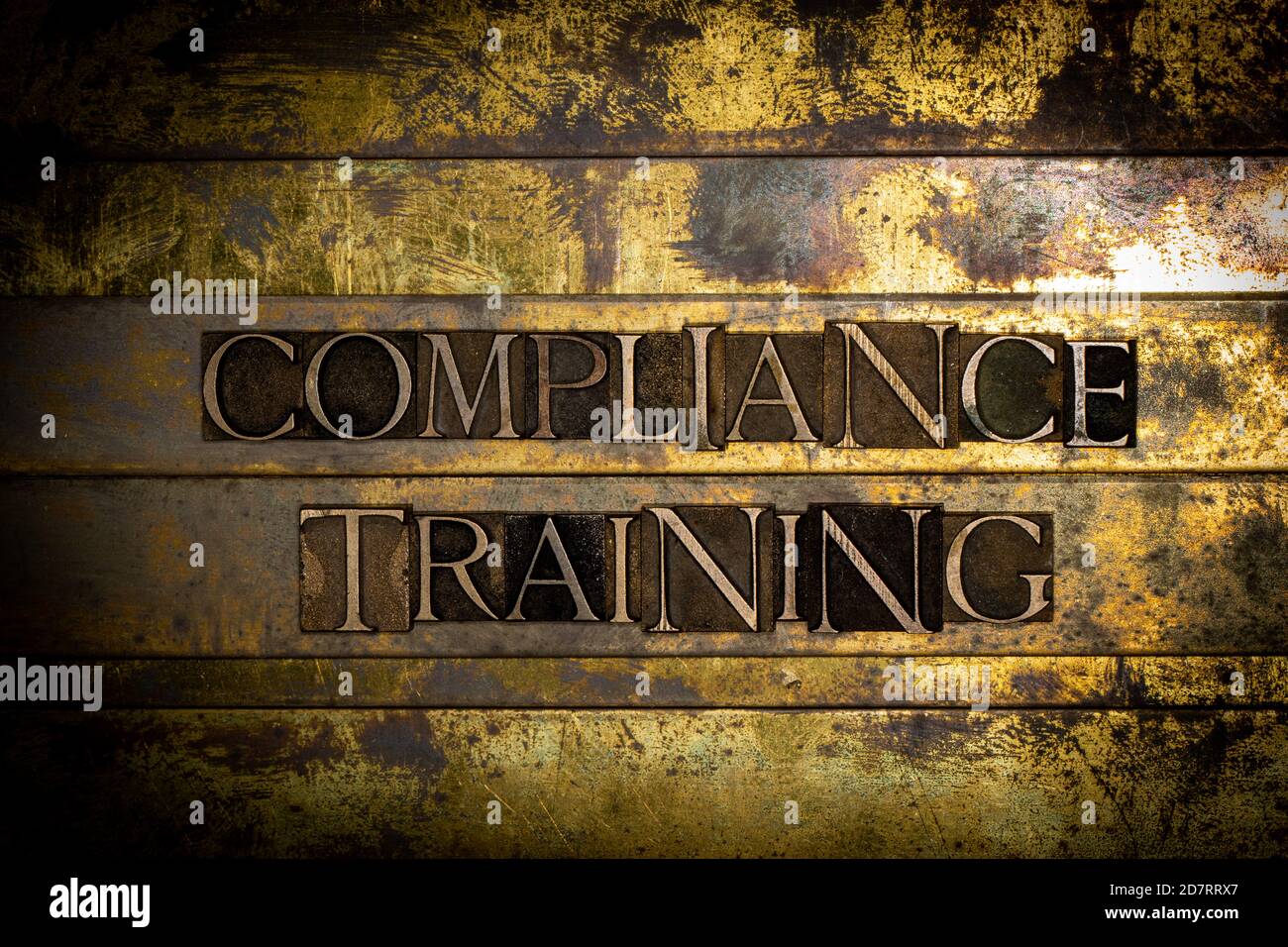 Compliance Training text message on textured grunge copper and vintage ...