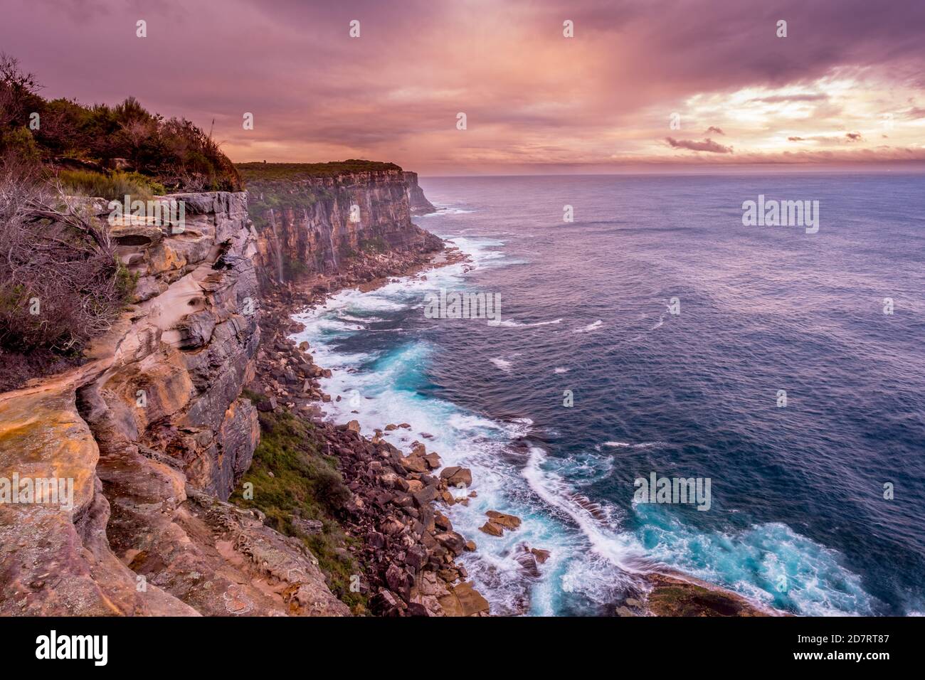 Amazing coastline and beach under sunset in Manly Stock Photo - Alamy