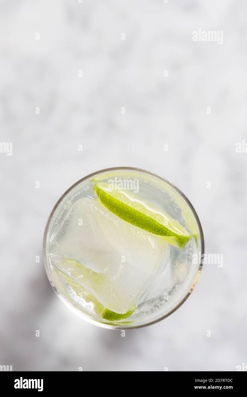 Top view of a gin tonic on a marble table Stock Photo - Alamy
