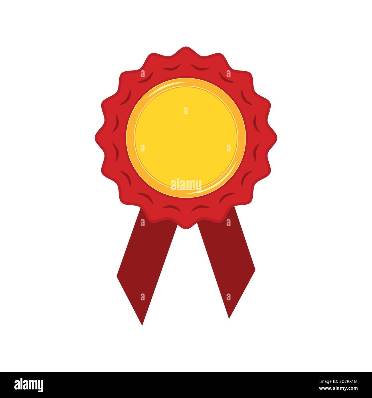 Gold medal with red ribbon and rosette isolated on white background ...