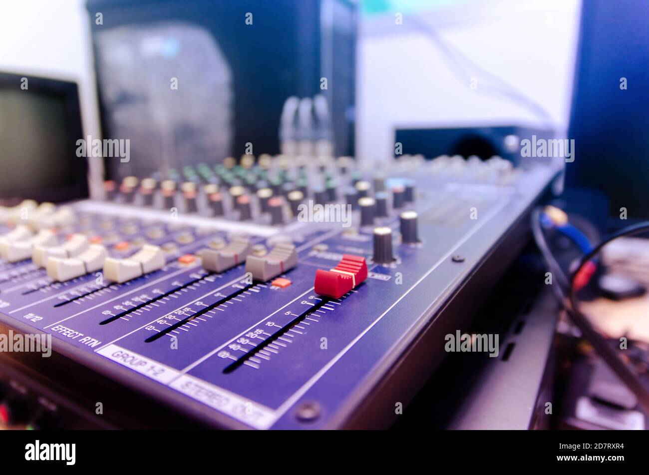 Audio mixer console and professional sound mixing. Audio mixer control ...