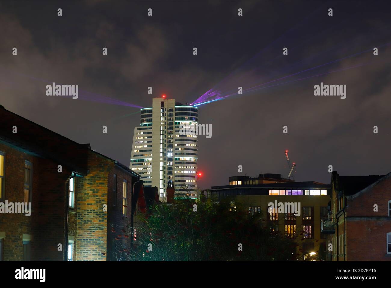 Interactive laser show in the skies above Leeds City during Laser Light ...