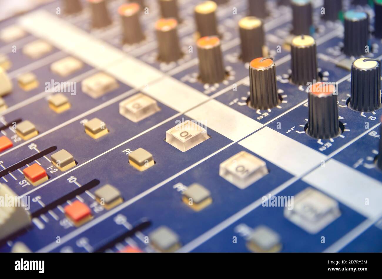 Audio mixer console and professional sound mixing. Audio mixer control ...