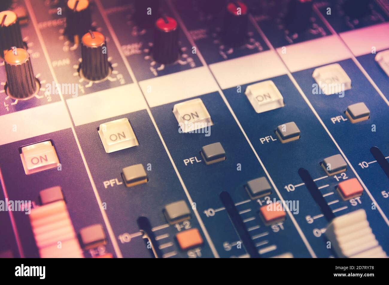 Audio mixer console and professional sound mixing. Audio mixer control ...