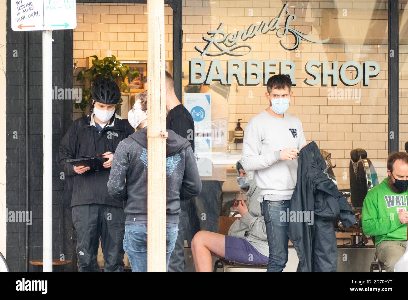 Busy Barber Shop in Melbourne During Coronavirus Pandemic Stock Photo ...