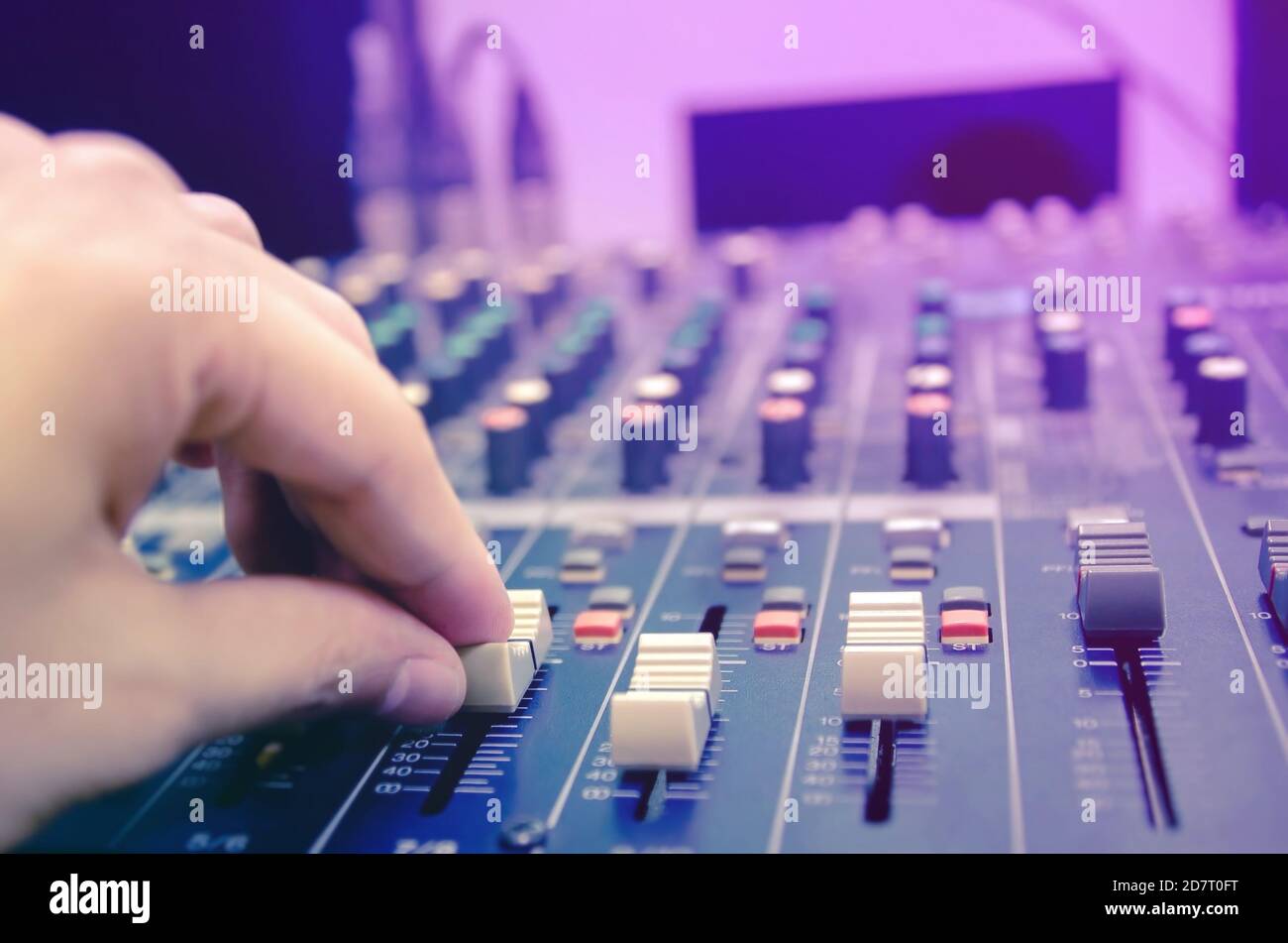 Audio mixer console and professional sound mixing. Audio mixer control ...