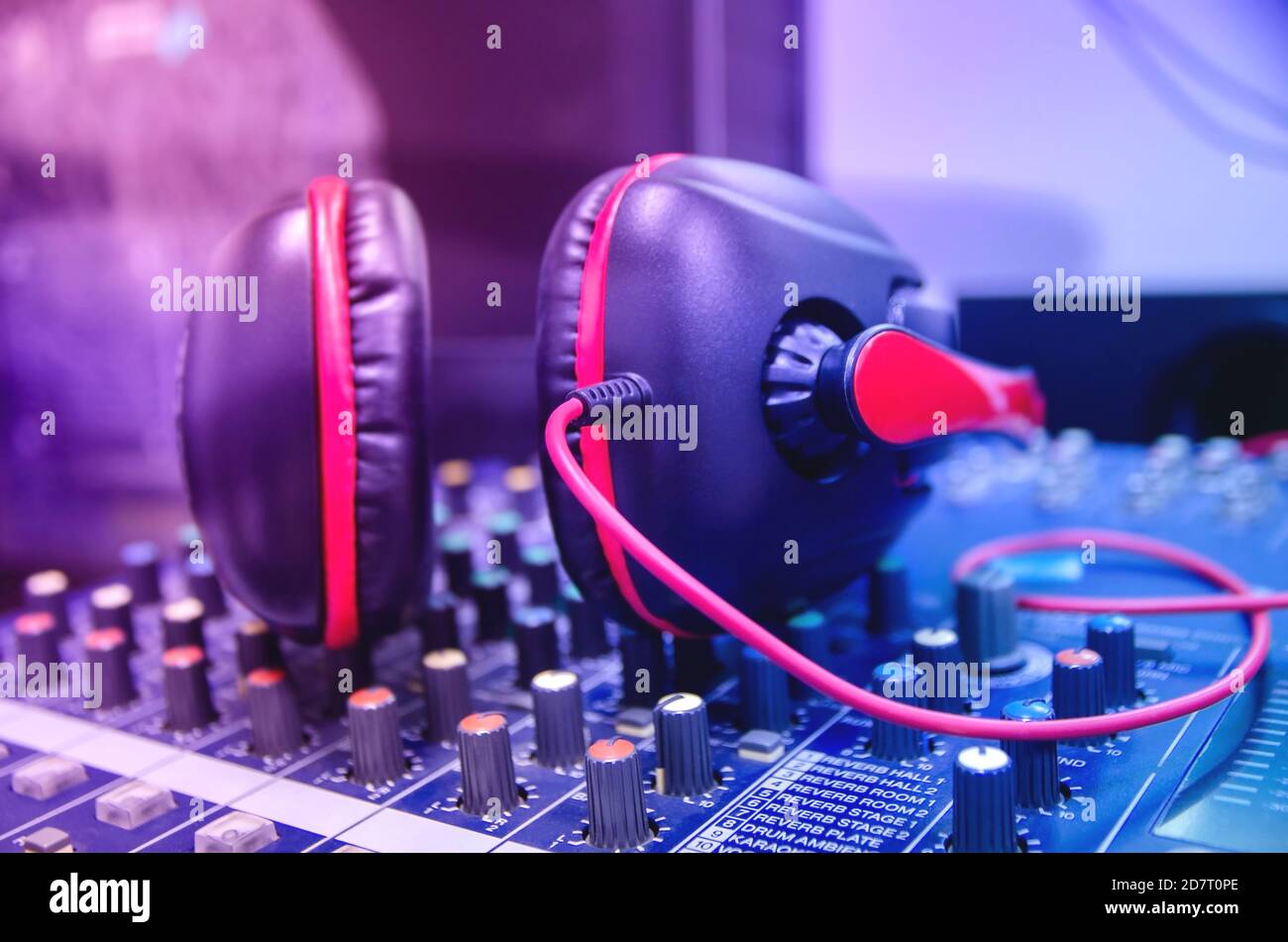 Audio mixer console and professional sound mixing. Audio mixer control ...