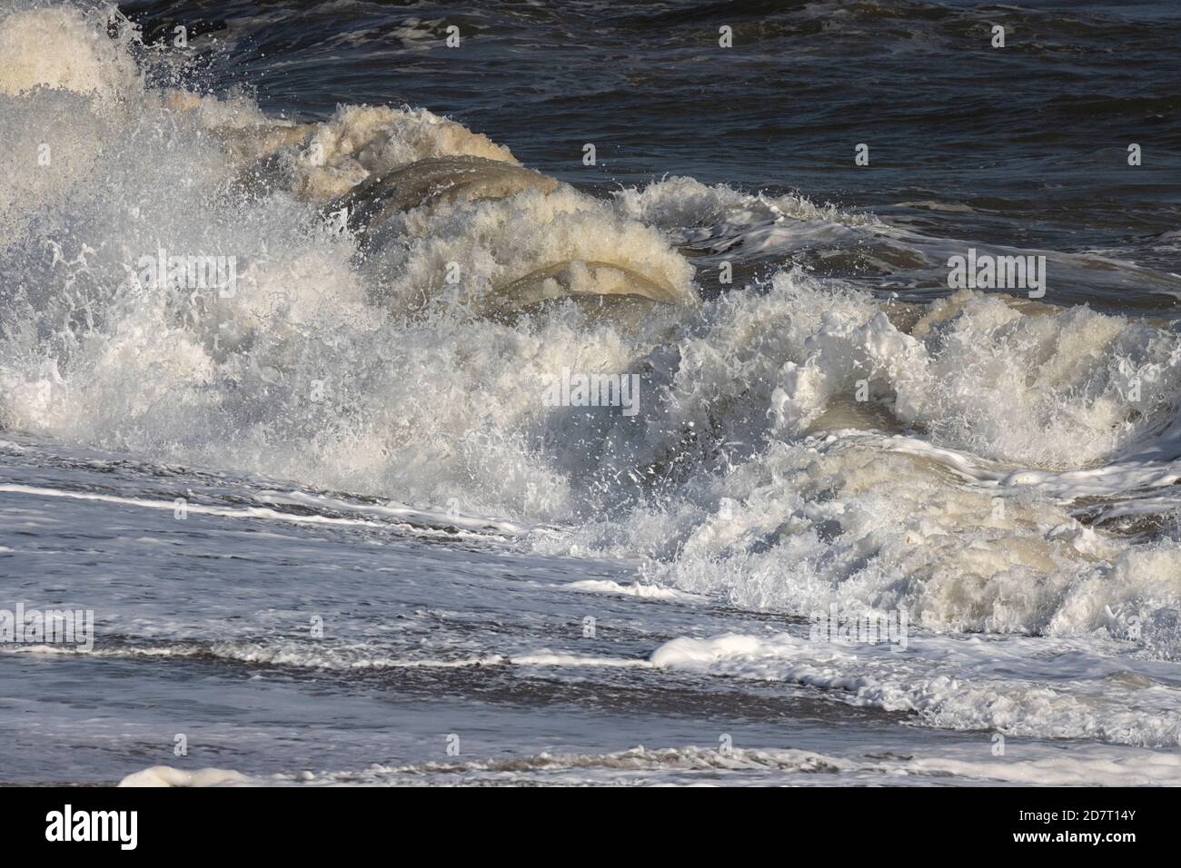 High Tide at Winterton on the north east coast of Norfolk, East Anglia ...