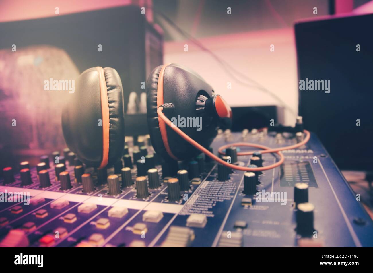 Audio mixer console and professional sound mixing. Audio mixer control ...