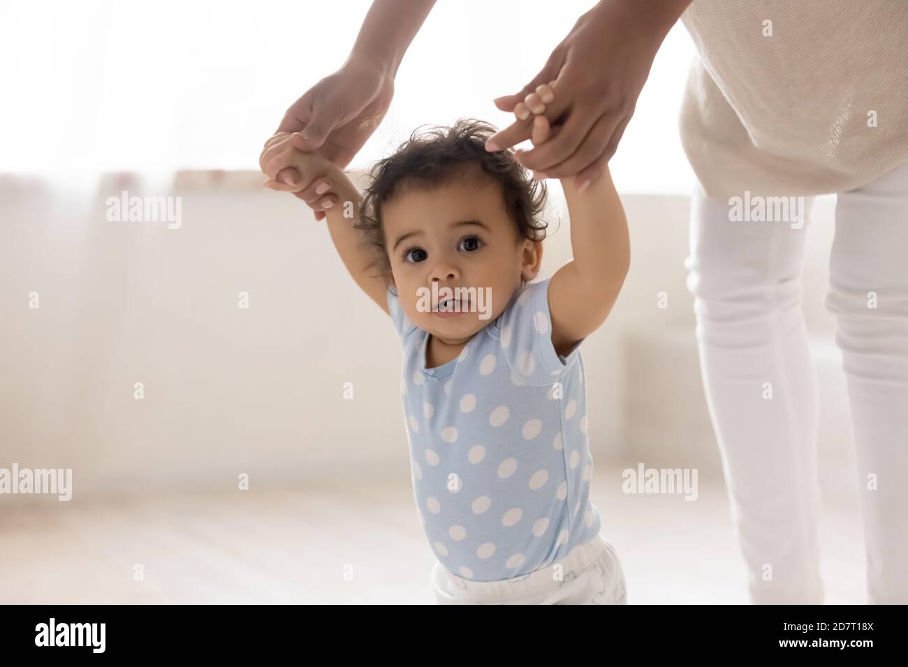 Portrait of little baby toddler learn walking Stock Photo - Alamy