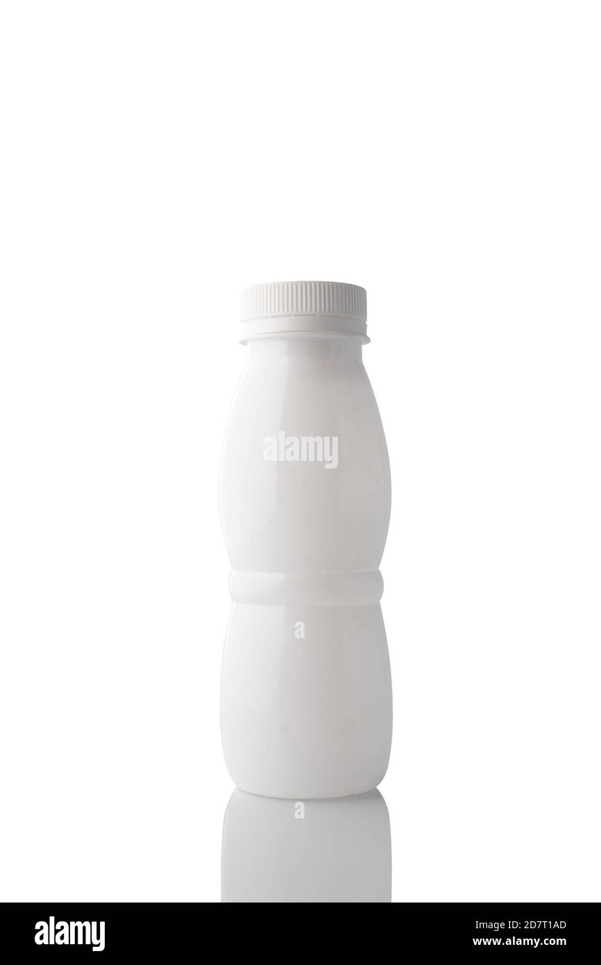 White plastic bottle isolated on a clean white background, with ...