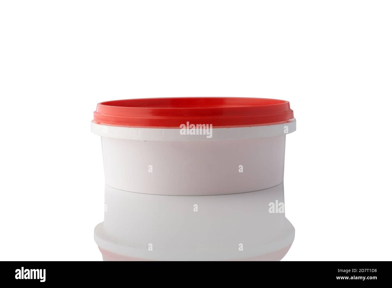 White plastic container isolated on a clean white background, with ...