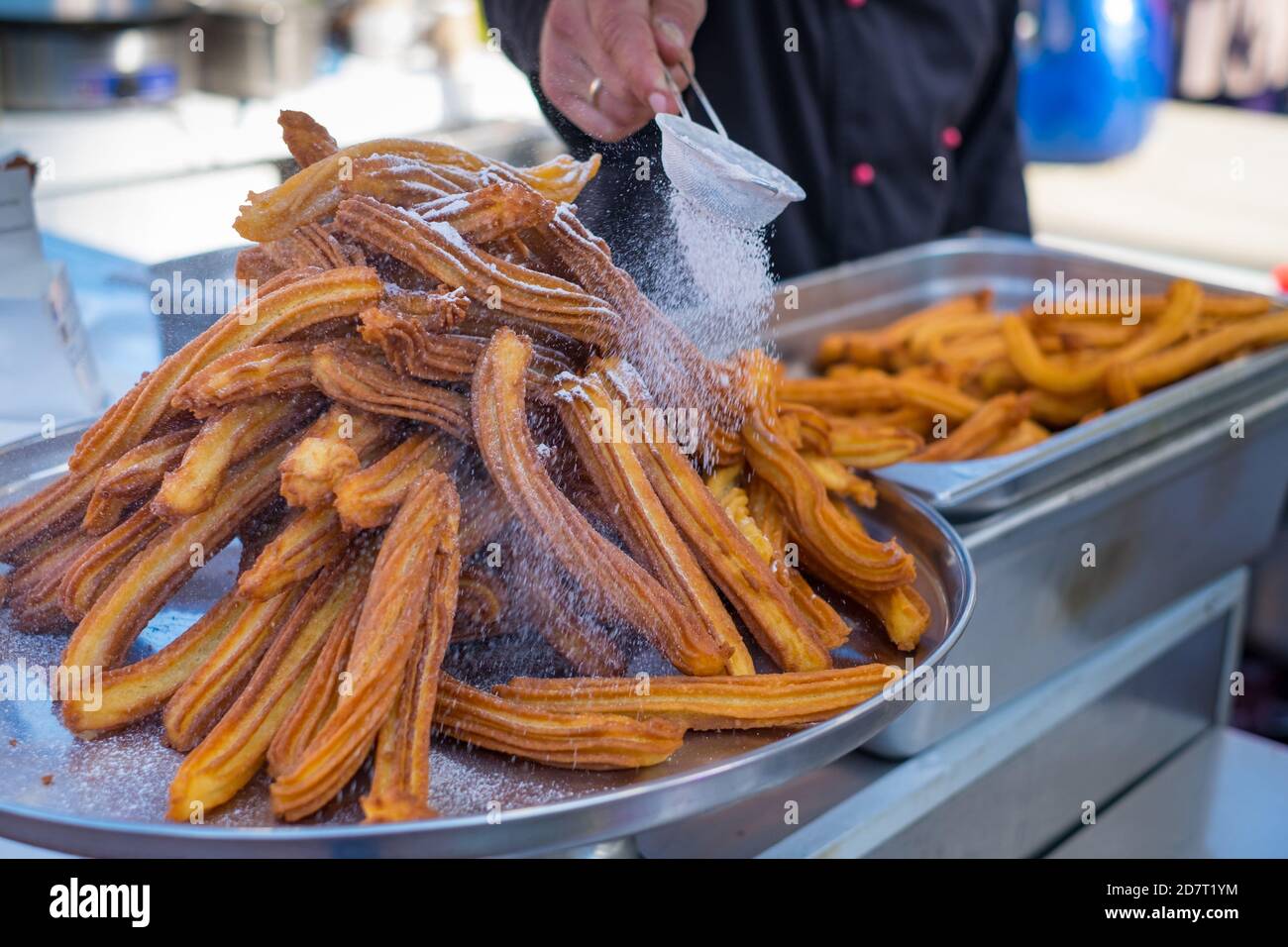 Delicious churros sticks deep fried and dusted with powdered sugar ...