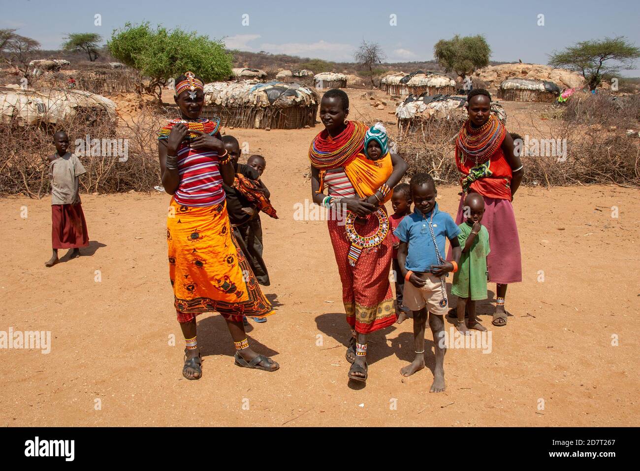 Village of the Samburu tribe. The Samburu are a Nilotic people of north ...